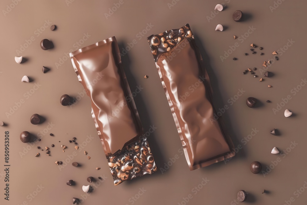 energy protein bar packaging design template overhead flat lay view ...