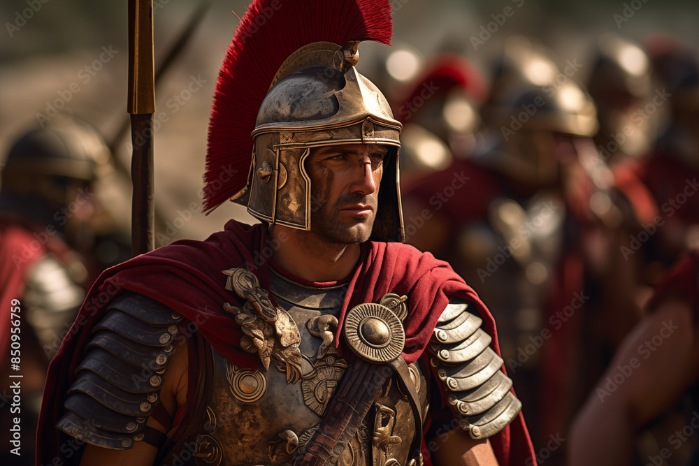 Ancient Roman soldier in combat on a battlefield. Topics related to ...