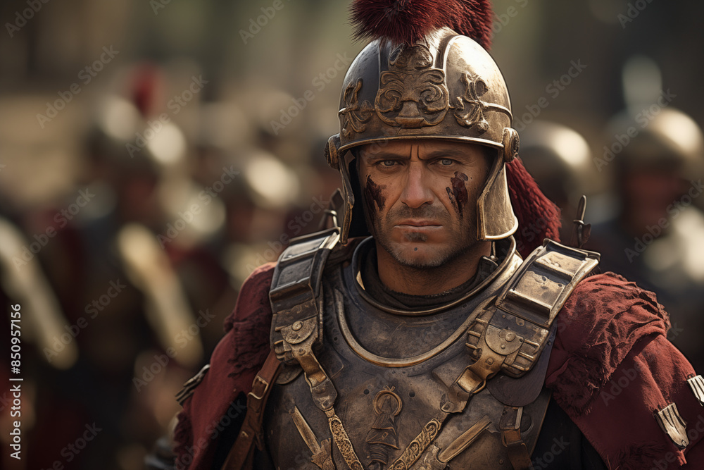 Ancient Roman soldier in combat on a battlefield. Topics related to ...