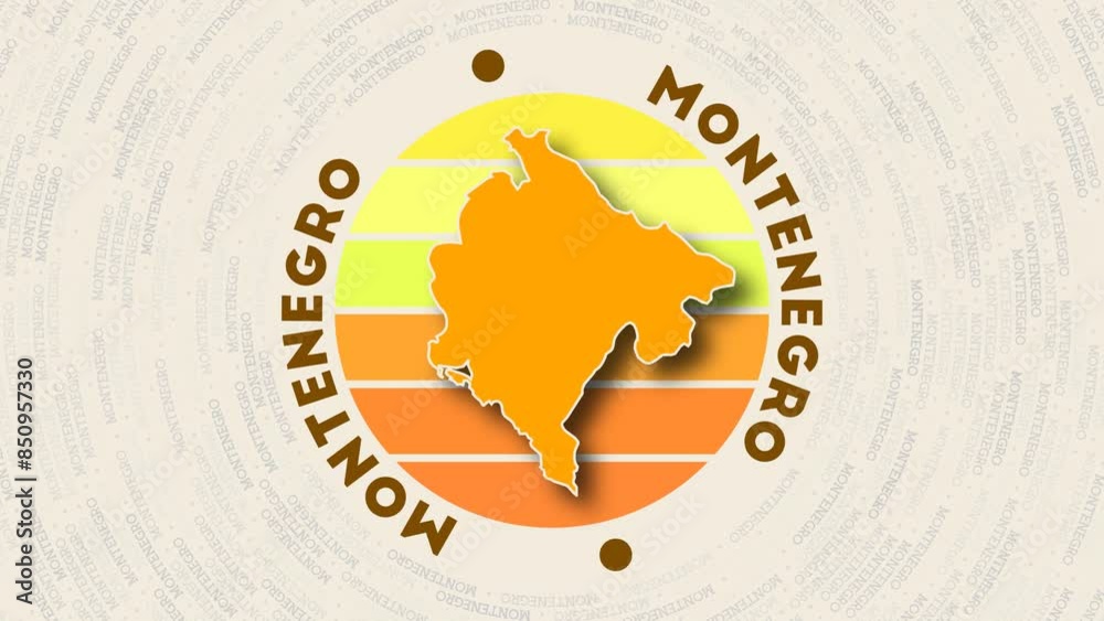 Montenegro logo intro. Badge with the circular name and map of the ...