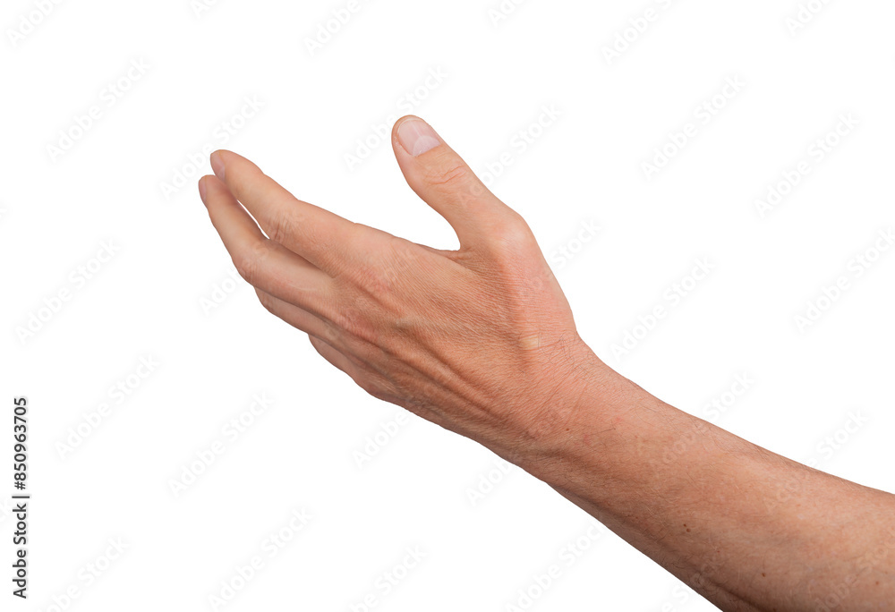 Hand palm open stretching reach outstretched. Empty out give hold white ...