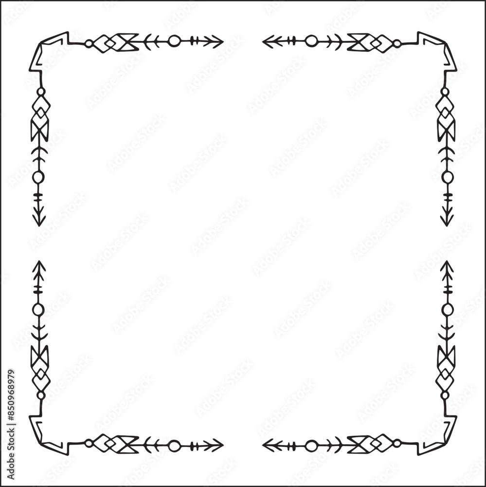 Vetor de Elegant black and white ornamental frame with Viking runes ...