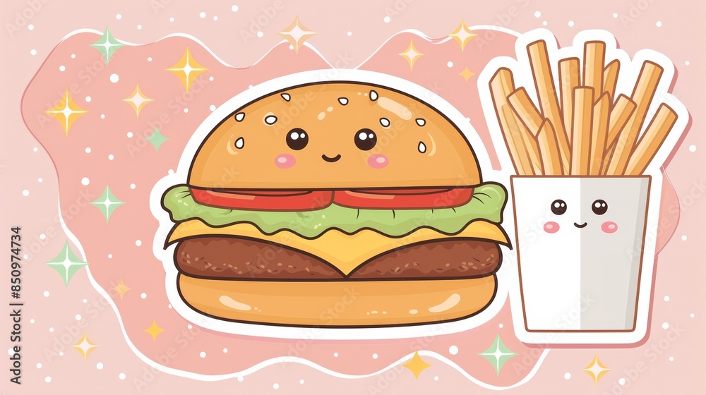 Animated sticker of a juicy cheeseburger with melted cheese, lettuce ...