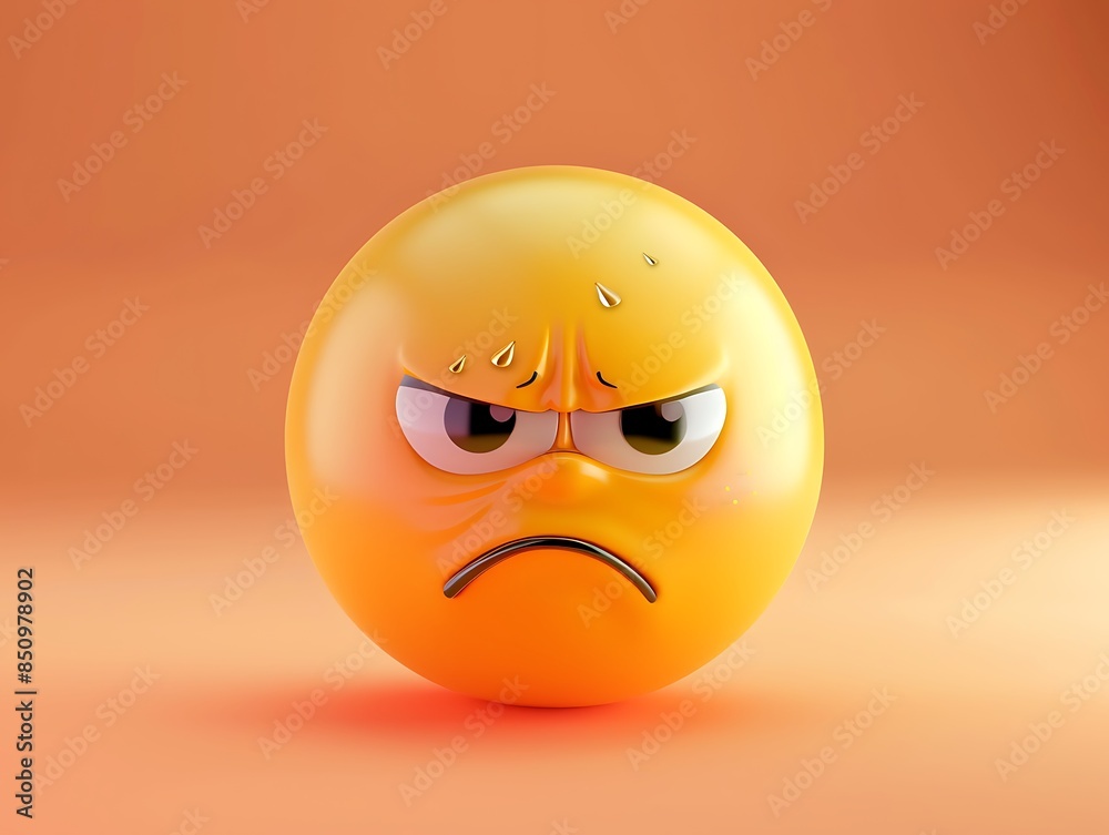 3D yellow emoji with a sad and disappointed expression, set against a ...