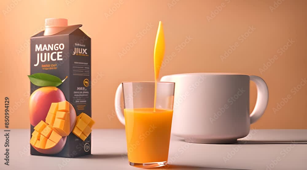 Mango juice carton products Stock Video | Adobe Stock