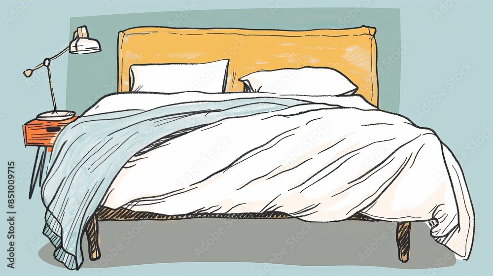 Vector icon of a bed doodle. Vector illustration of a bed by hand ...