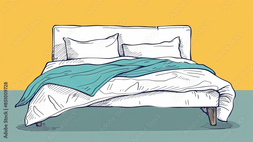 Vector icon of a bed doodle. Vector illustration of a bed by hand ...