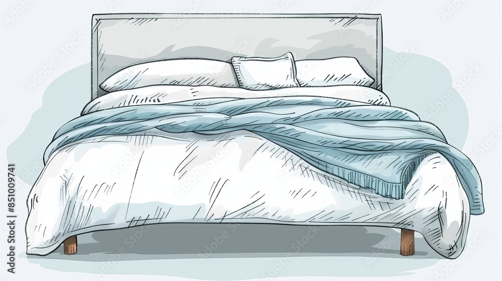Vector icon of a bed doodle. Vector illustration of a bed by hand ...