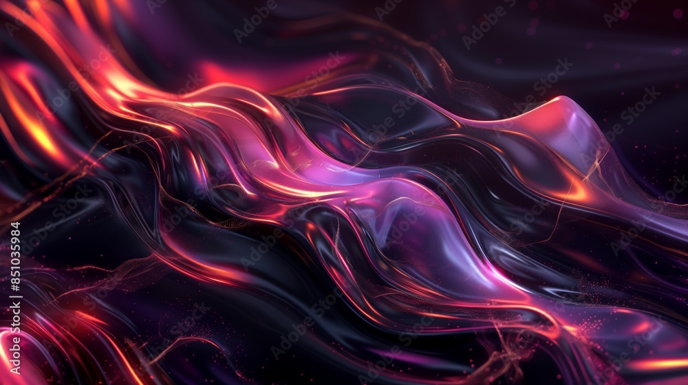 Abstract wave shapes with vibrant colors and glass-like texture. Ideal ...