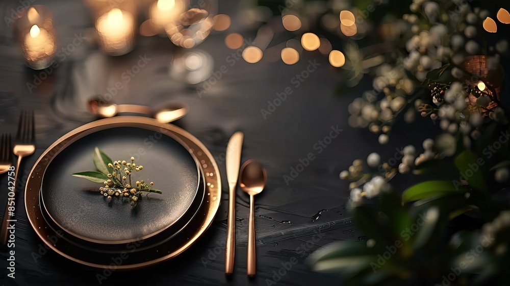 fine dining table setting of luxury fancy restaurant menu invitation ...