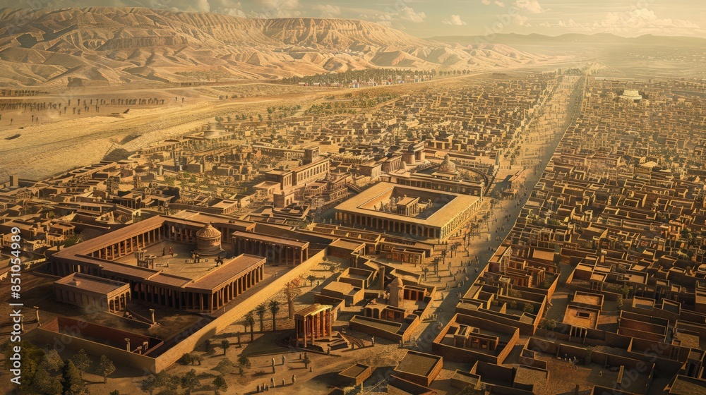 Foto de Ancient Roman city of Timgad, with its grid layout and public ...