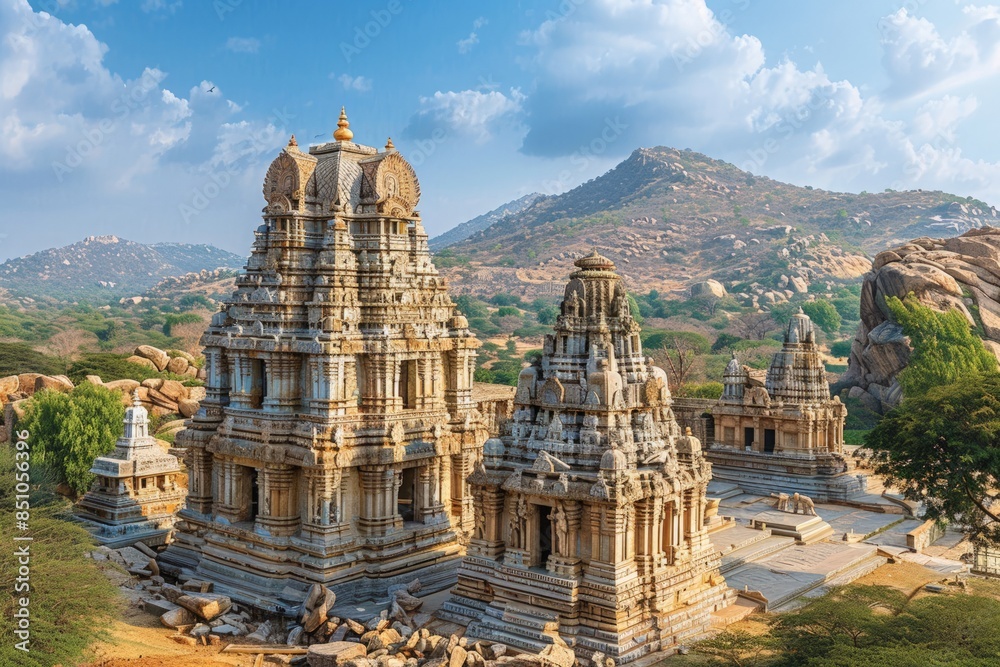 Foto de Ancient city of Hampi, known for its grand temples and ...