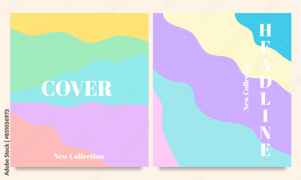Colorful geometric posters with fluid pastel colors. Modern design for ...