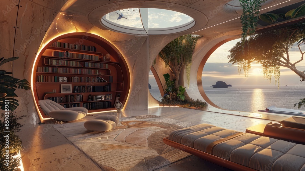 Monastery inspired office with peaceful meditation rooms and stained ...