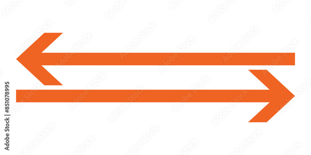 Horizontal dual sided straight arrow signs. Red and orange color arrow ...