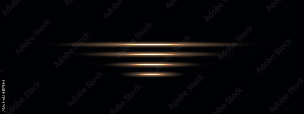 Gold horizontal lines with glow effect. Metallic shine stripes vector ...
