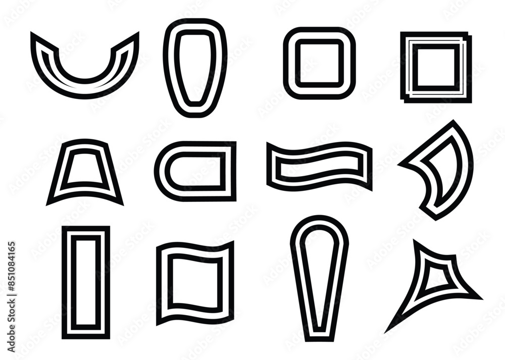 Square shape bold line icon collection. Design elements for decoration ...