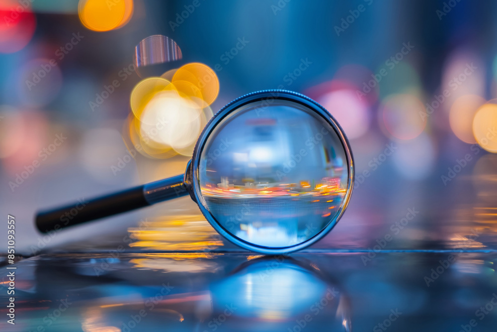 Artistic depiction of a magnifying glass highlighting the google logo ...