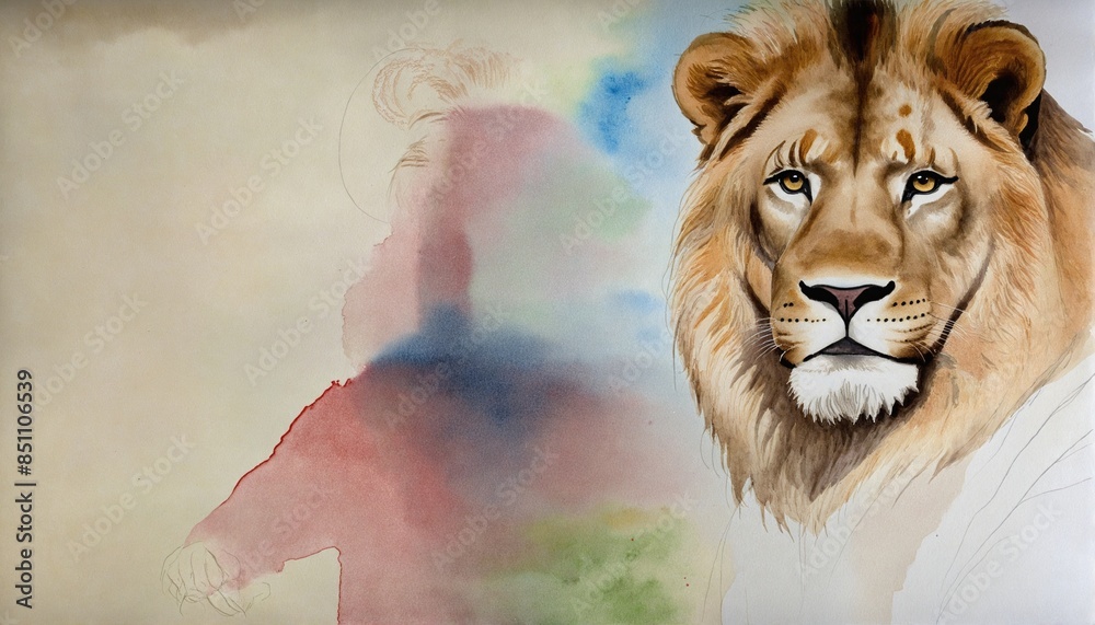 Lion of Faith: Watercolor Depictions of Religious Worship Stock ...