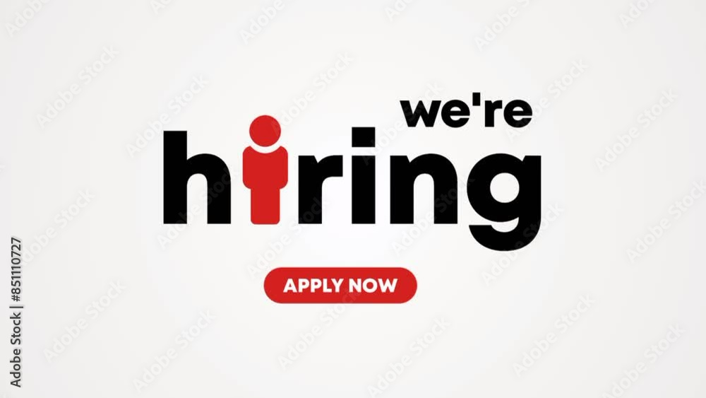 Animated text We're Hiring. We are hiring join to the team announcement ...