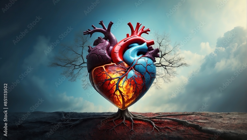 Human heart health concept as a symbol for growing a body organ and the ...