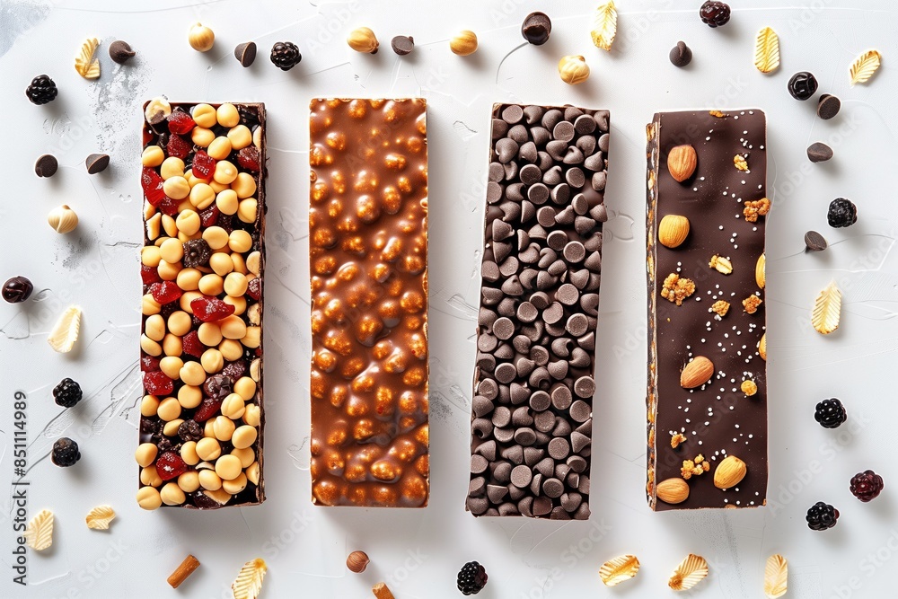 Healthy Protein Bar, Organic Snack Food and Drink Concept White ...