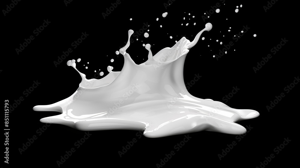 Pure white milk liquid splash fitting perfectly and isolated on a solid ...