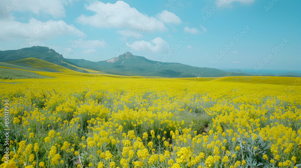 Canola Field at Seongsan Ilchulbong, Jeju Island, South Korea Stock ...