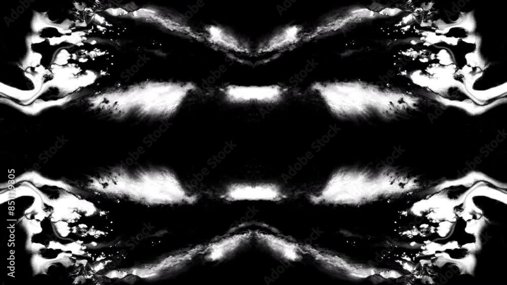 Black ink rorschach effect abstract background artistic flow splatter ...