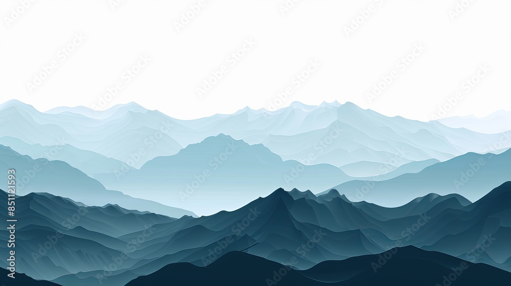 Majestic mountain range stretching across the horizon, isolated on ...