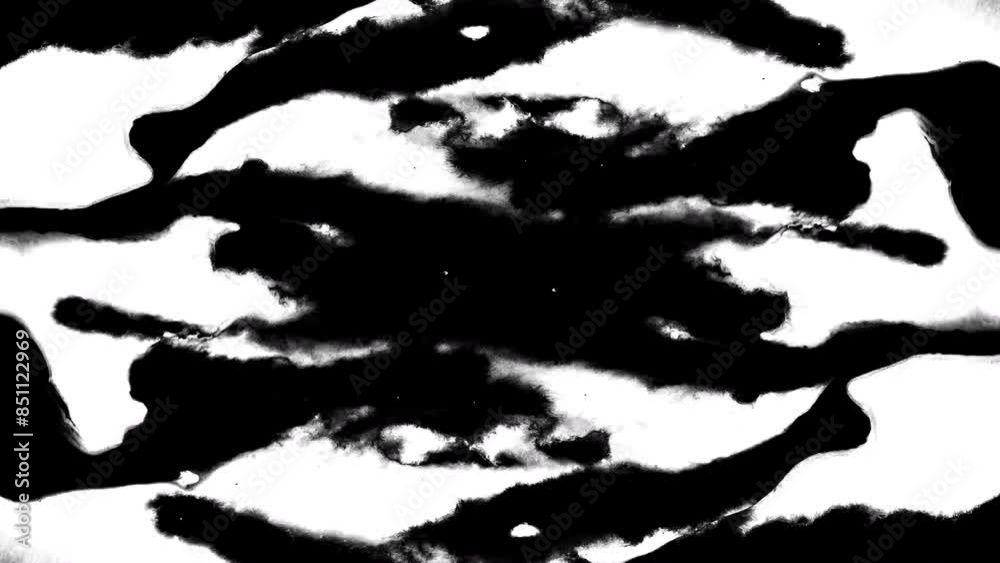 Black ink rorschach effect abstract background artistic flow splatter ...
