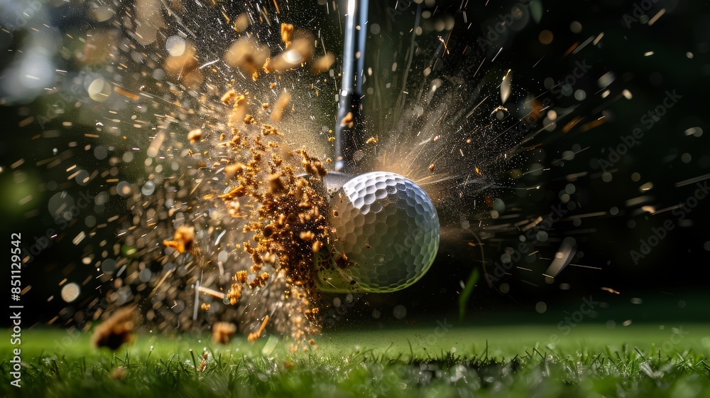 Golf club and ball collision, intense motion and power, energy transfer ...