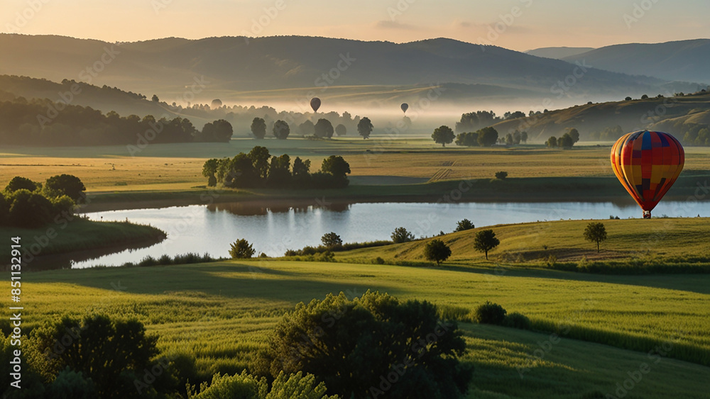 beautiful wallpaper background landscape view with trees green field ...