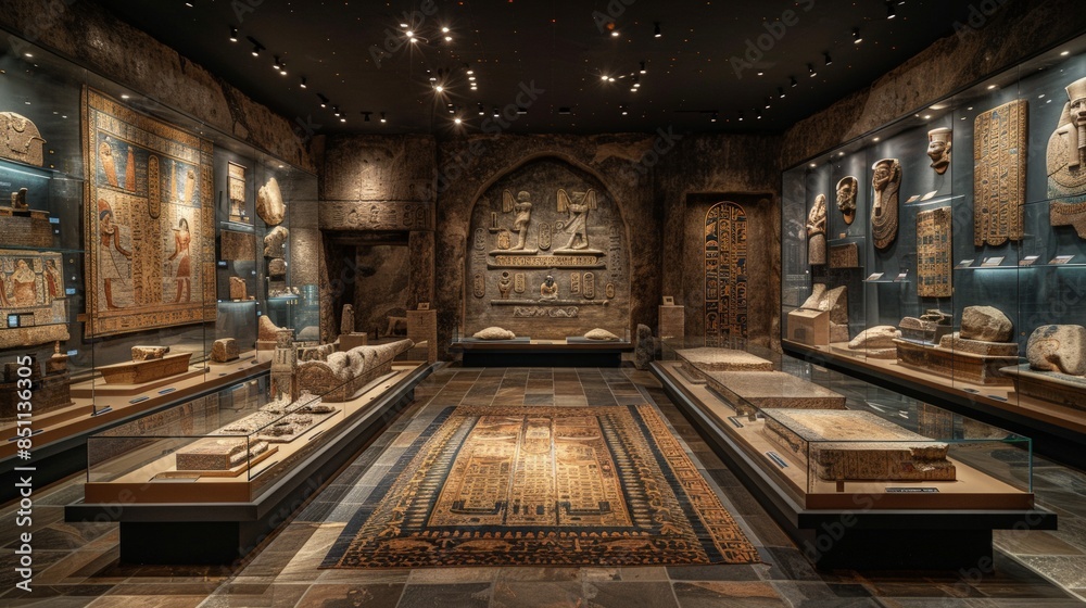 Ancient Artifacts with Digital Displays: Create a background showing ...