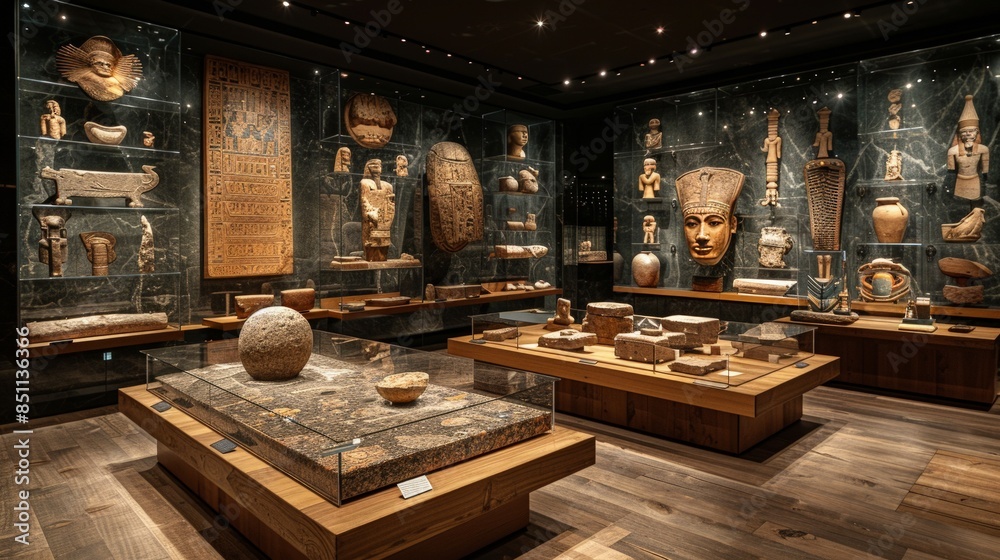 Ancient Artifacts with Digital Displays: Create a background showing ...