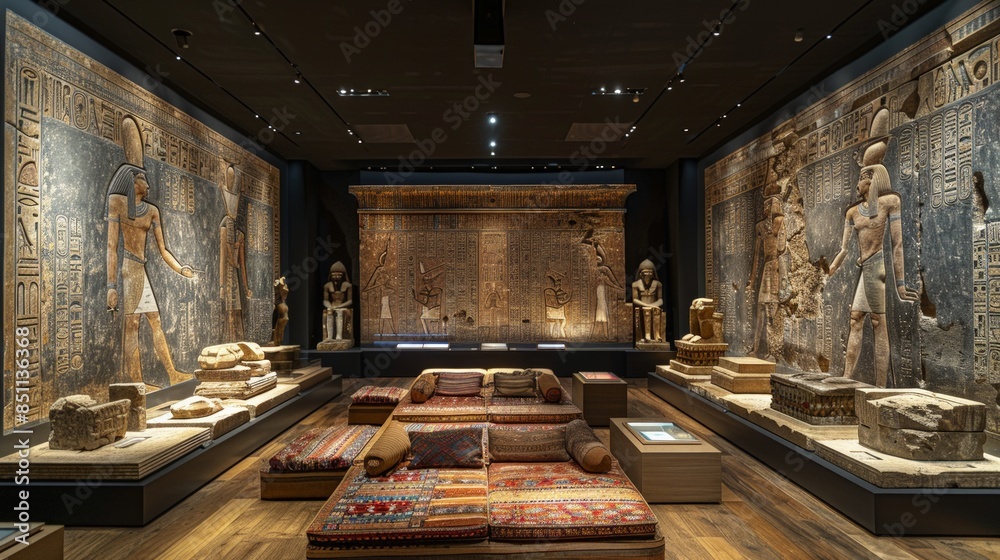 Ancient Artifacts with Digital Displays: Create a background showing ...