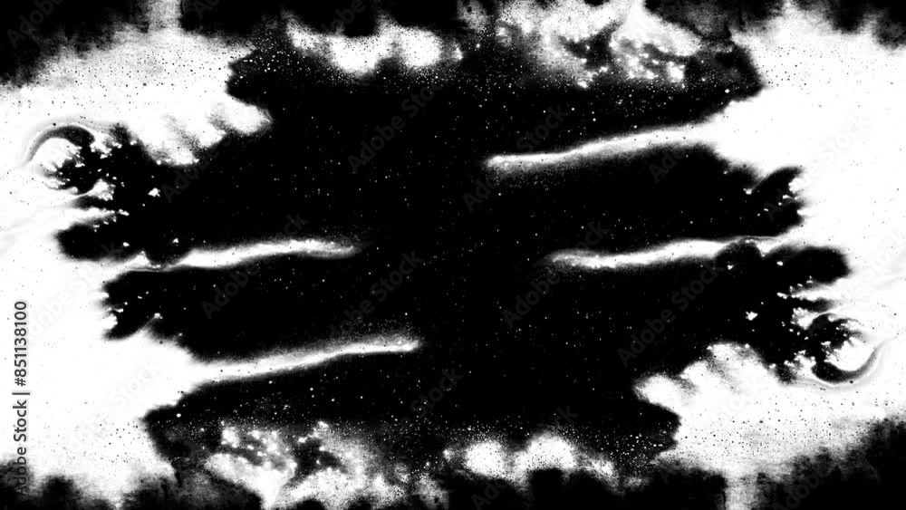 Black ink rorschach effect abstract background artistic flow splatter ...