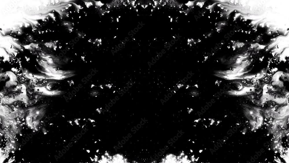 Black ink rorschach effect abstract background artistic flow splatter ...