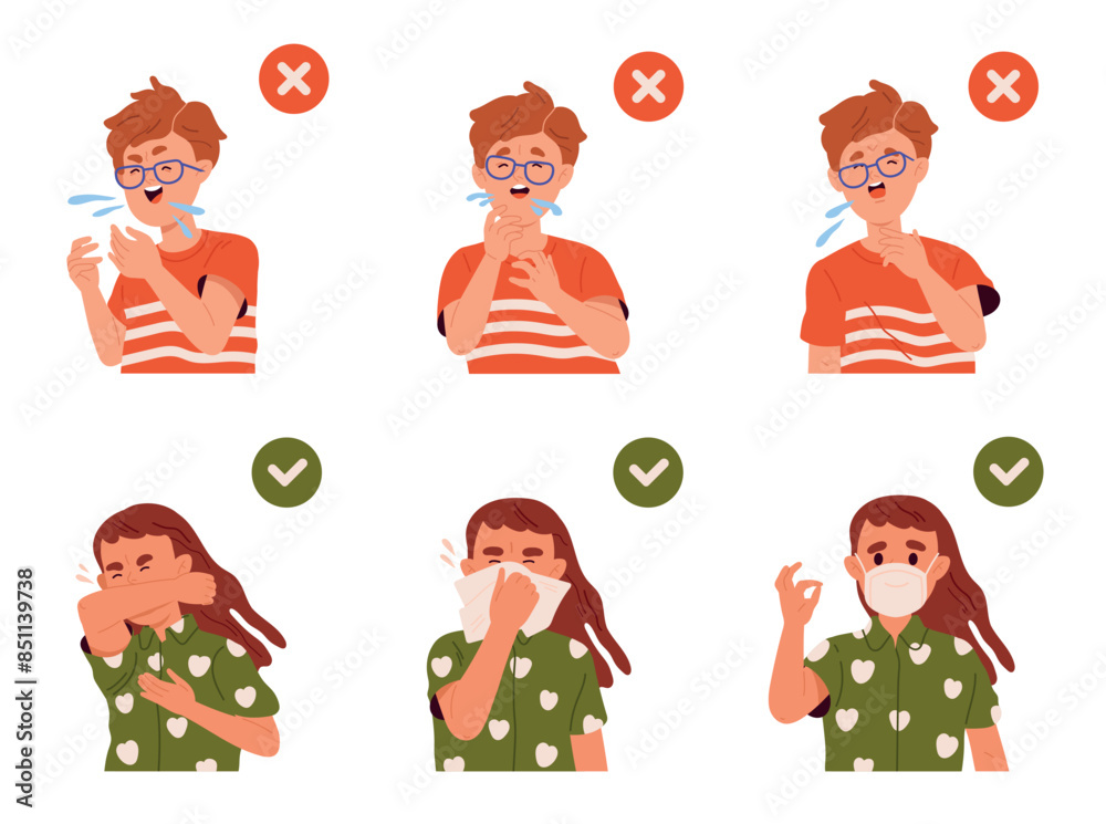 How to Sneeze Properly. Hygiene rules during coughing. Childrens sneeze ...