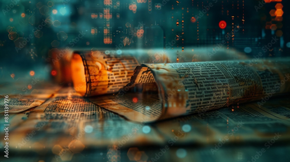 Historic Texts with Digital Code: background combining pages of ...
