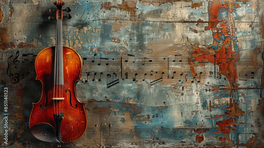 Vintage Instruments with Digital Music Notes: Create a background with ...