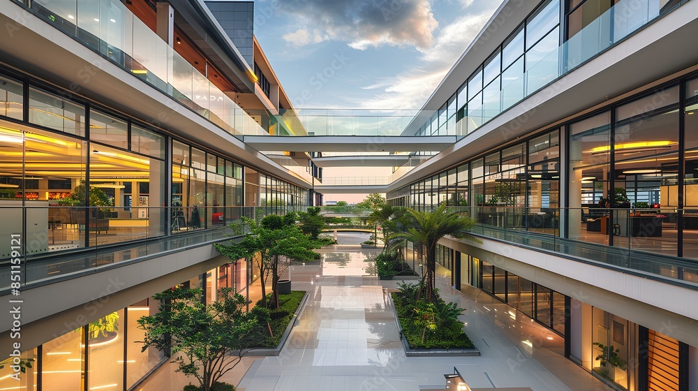 An expansive commercial complex bustling with activity, highlighting ...