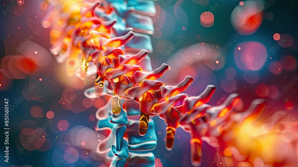Human spine visualising pain with red and orange colours. Stock ...