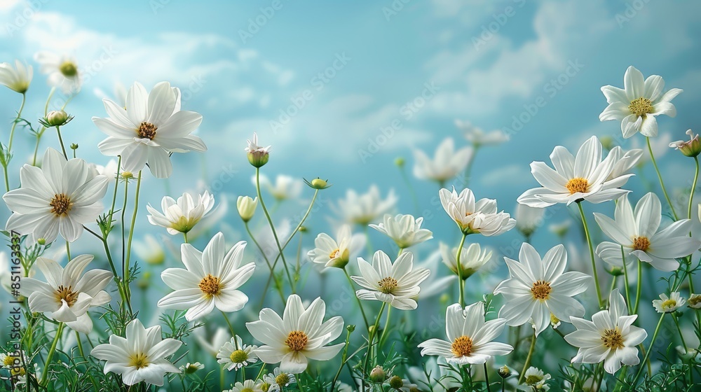 Daisy colored writing paper template with cute little lilies at the ...