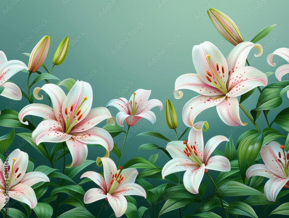 Daisy colored writing paper template with cute little lilies at the ...