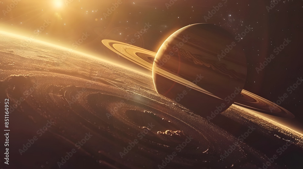 Saturn - planet of the Solar system. Beautiful simple AI generated ...