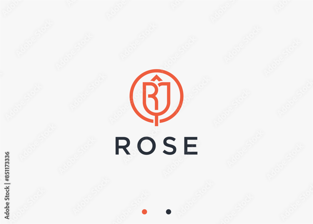 letter r with rose logo design vector silhouette illustration Stock ...
