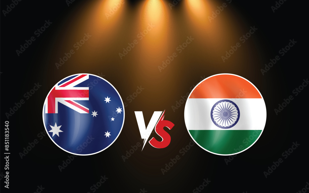 Australia vs India vector illustration design. Both flags are in a ...