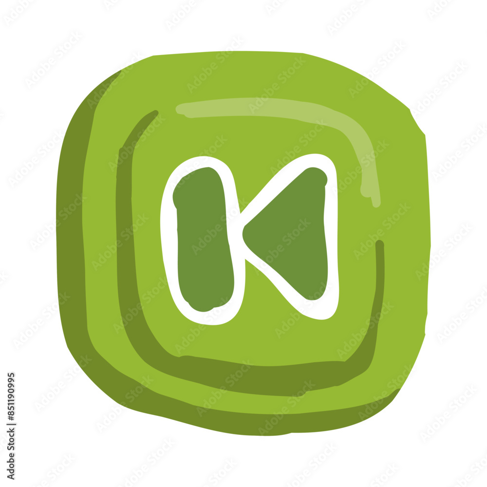 Rewind button in cartoon doodle style, mobile app asset, game ui button ...