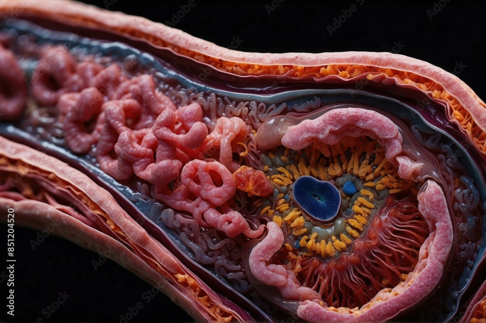 This cross-section of a tapeworm reveals the complex internal ...